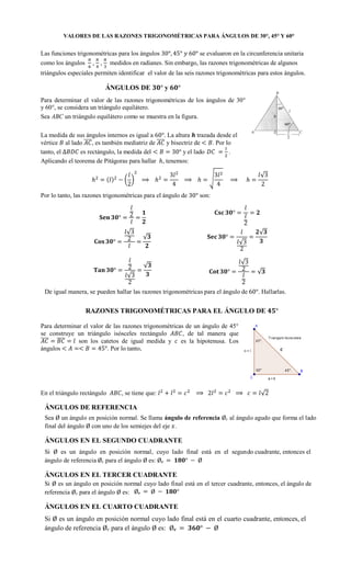 Razones trigonométricas en el tríángulo rectángulo | PDF