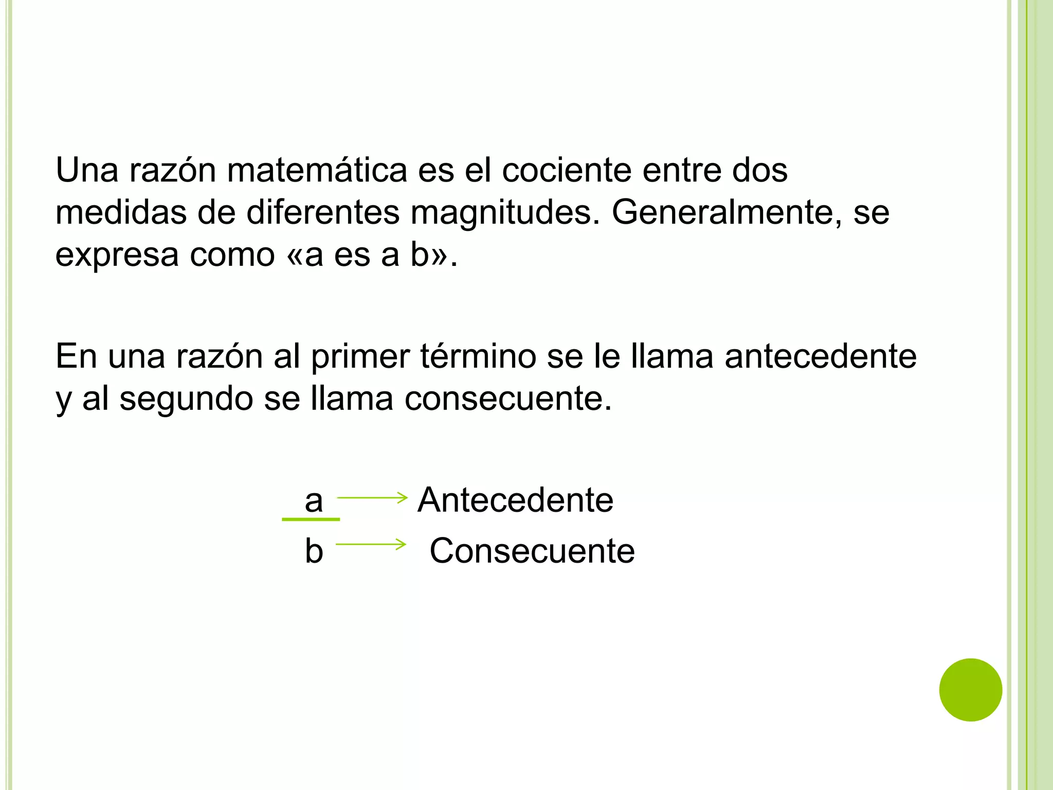 Razón matemática y ejemplos | PPTX
