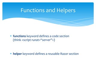 Razor and the Art of Templating | PPTX | Web Design and HTML | Internet