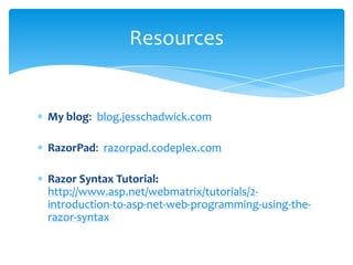 Razor and the Art of Templating | PPTX | Web Design and HTML | Internet
