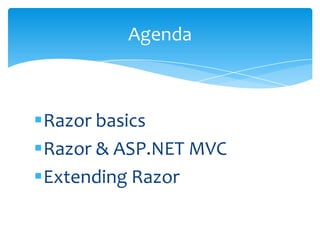 Razor and the Art of Templating | PPTX | Web Design and HTML | Internet