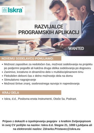 Razvijalce programskih aplikacij WANTED | PDF