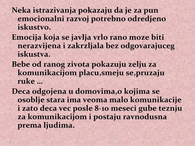RAZVOJ EMOCIJA KOD DECE | PPT