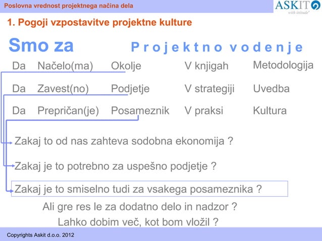 Razvoj projektne kulture | PPT