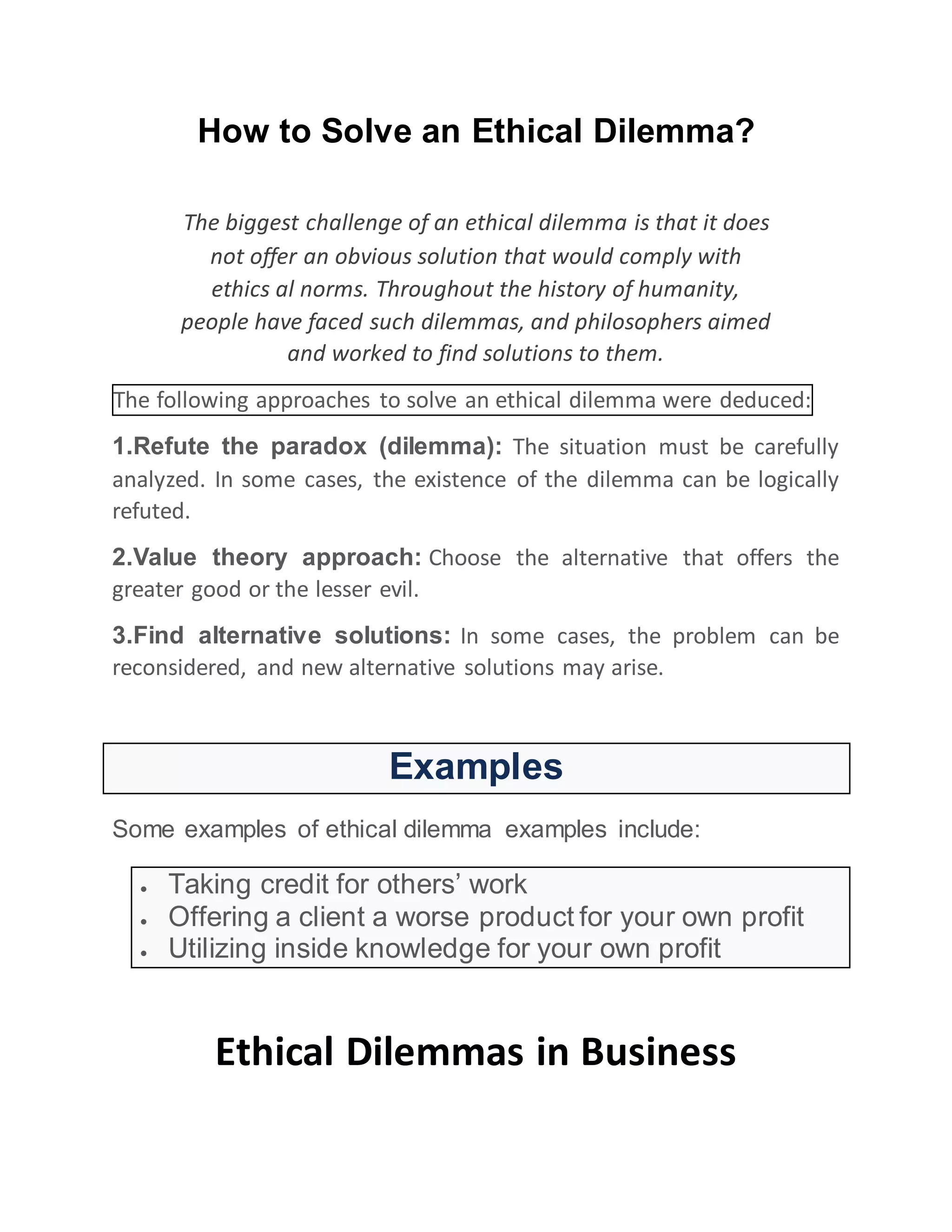 Business Ethics Dilemma | PDF