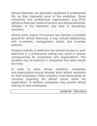 Business Ethics Dilemma | DOCX