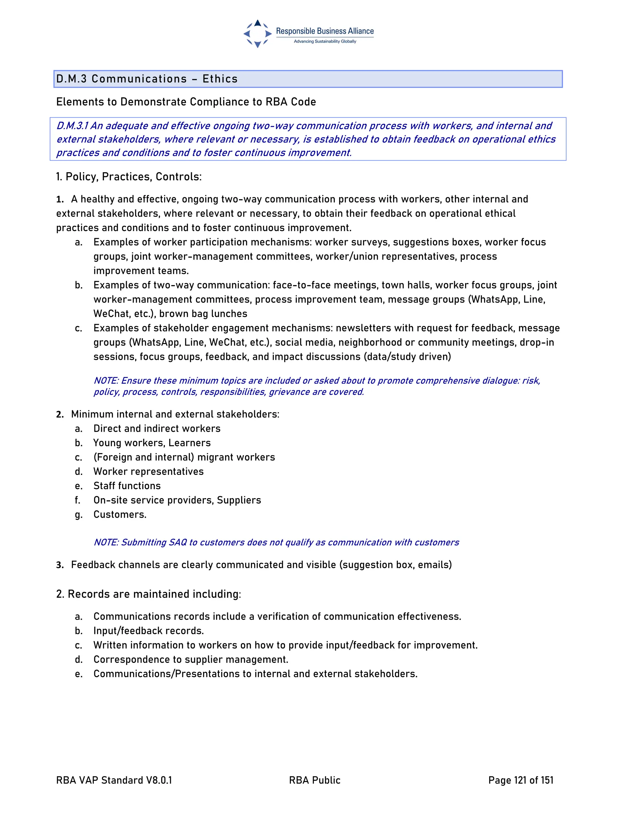 RBA-VAP-Standard Responsible Business Alliance Code of Conduct v8.0 | PDF