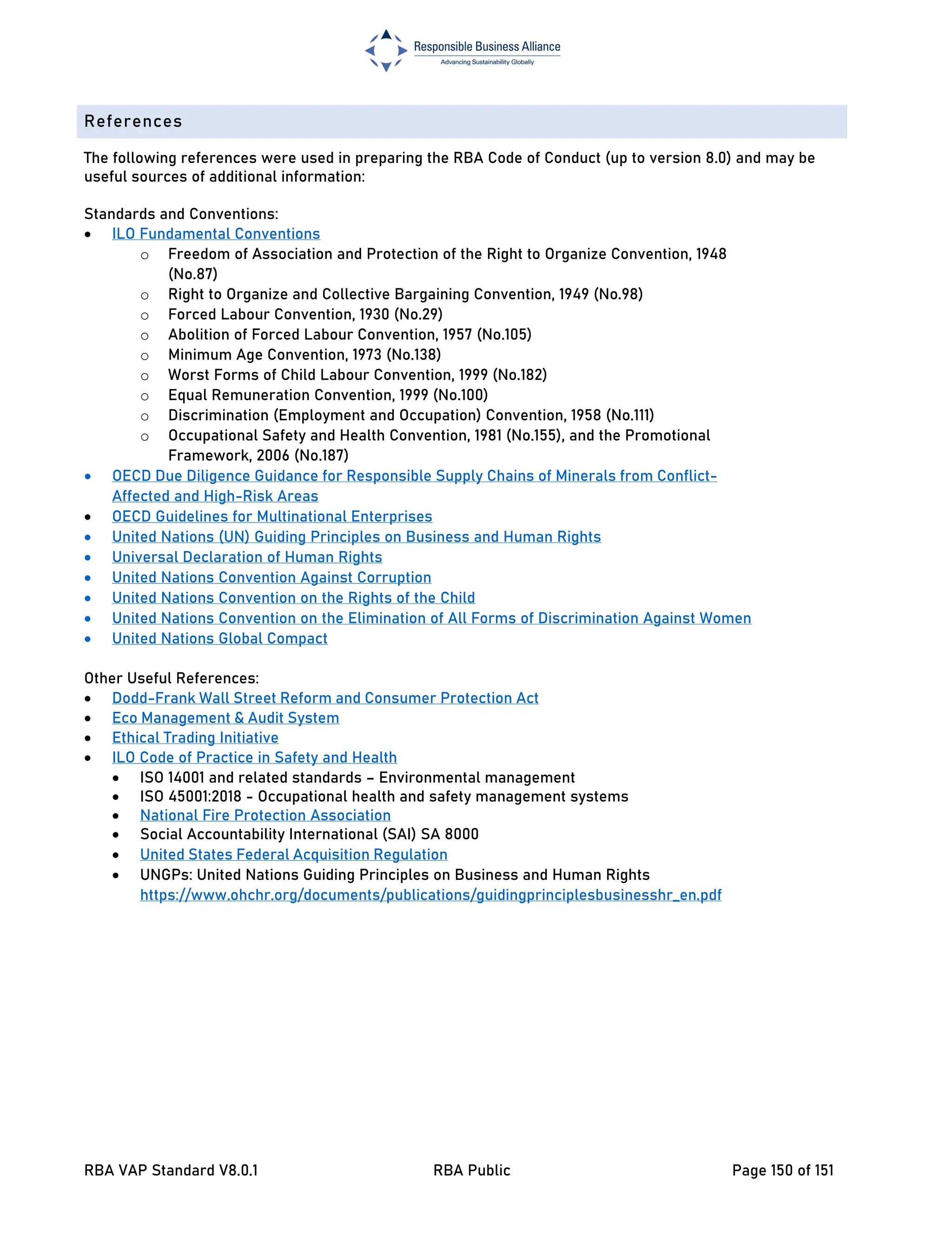 RBA-VAP-Standard Responsible Business Alliance Code of Conduct v8.0 | PDF