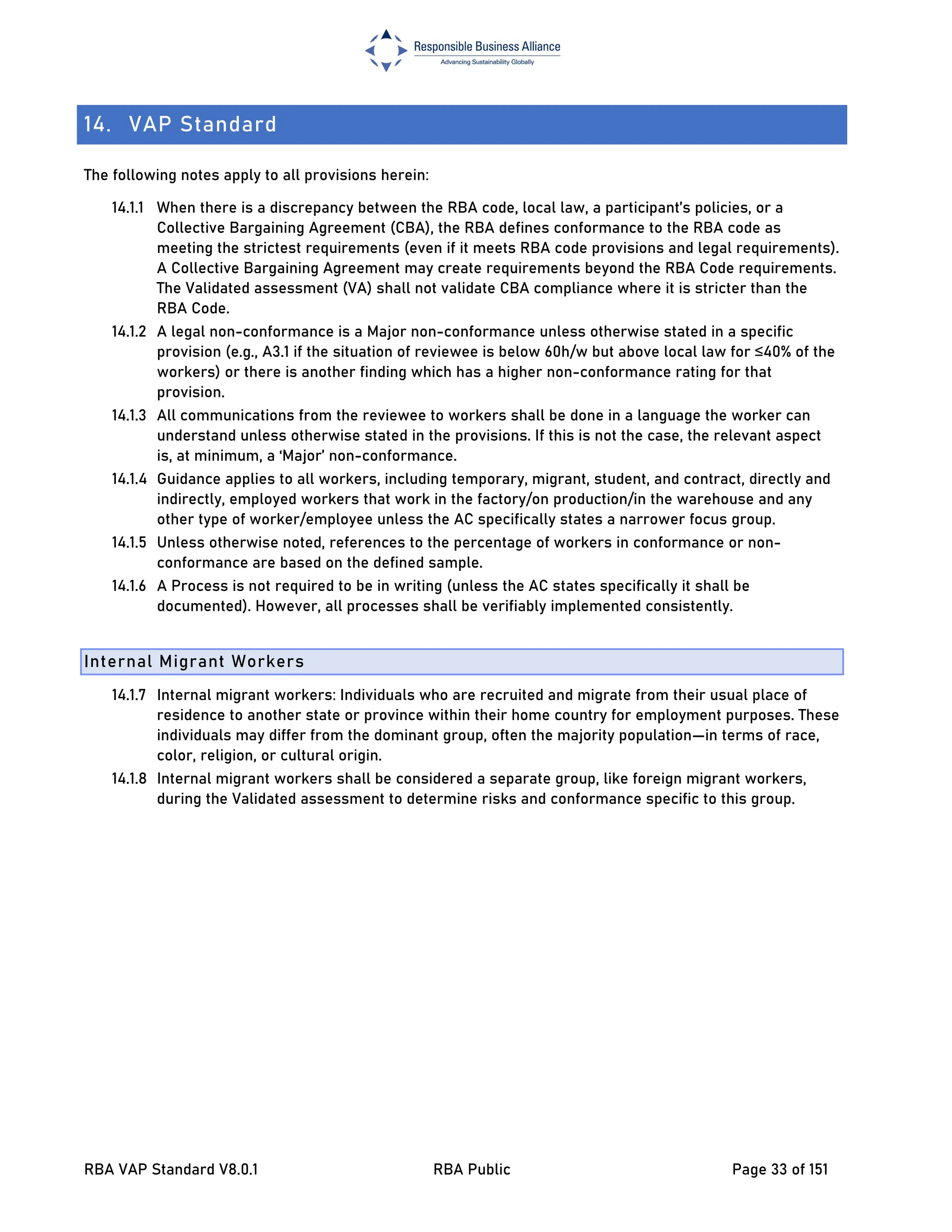 RBA-VAP-Standard Responsible Business Alliance Code of Conduct v8.0 | PDF