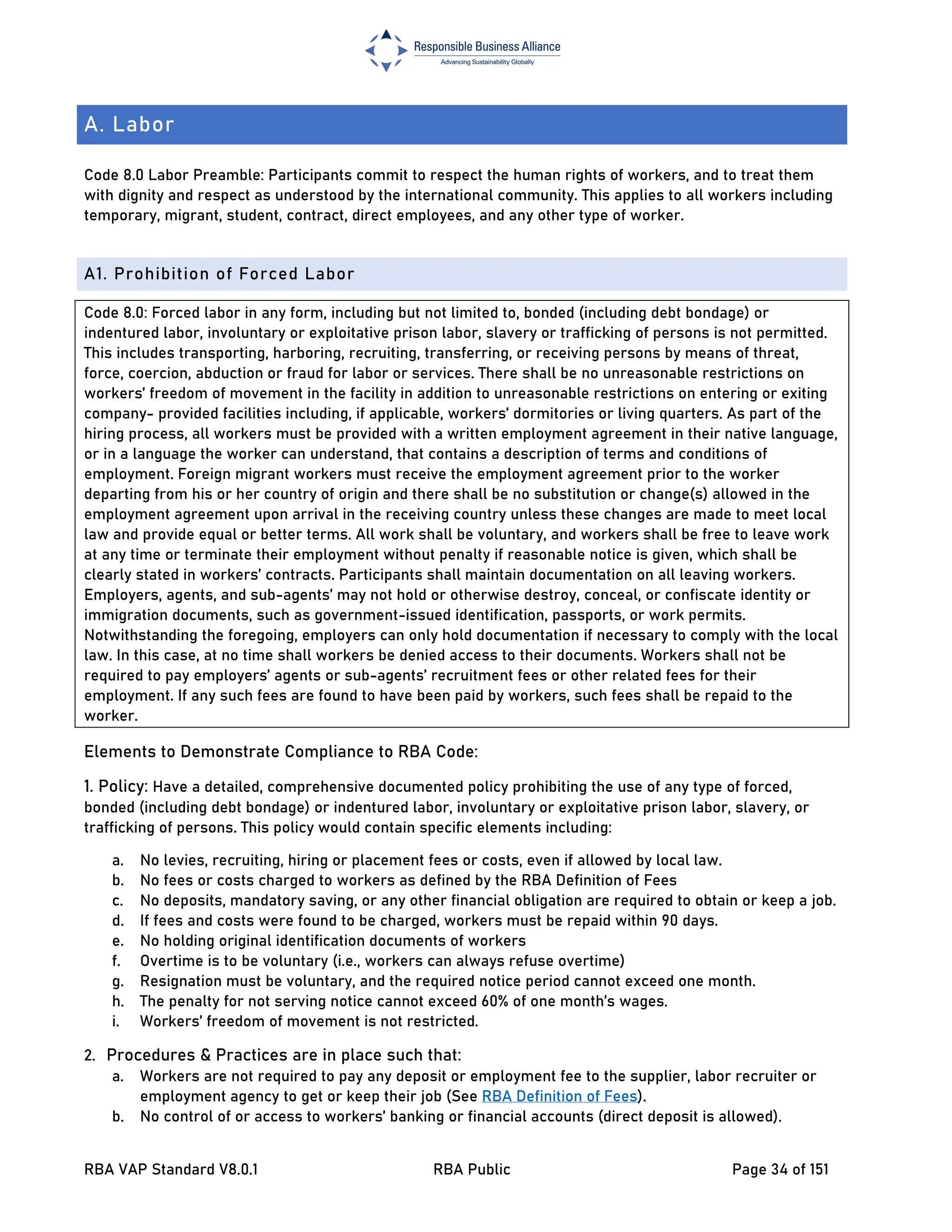 RBA-VAP-Standard Responsible Business Alliance Code of Conduct v8.0 | PDF