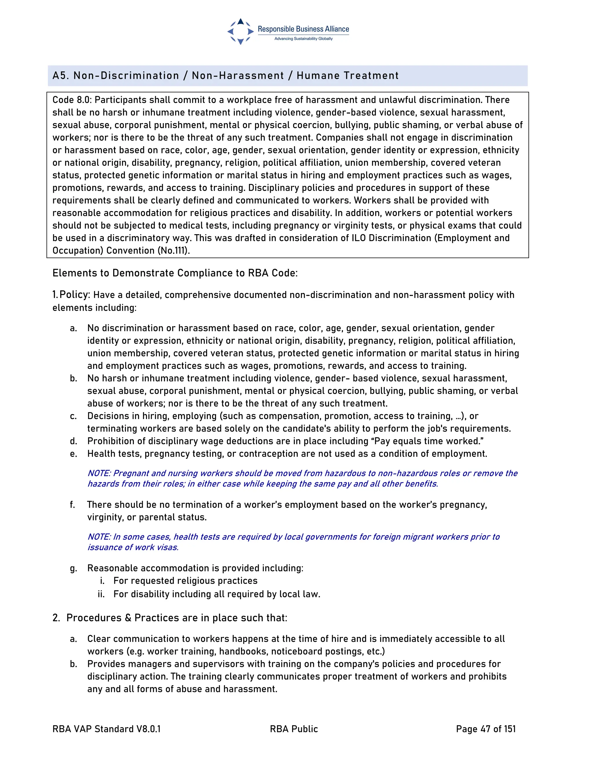 RBA-VAP-Standard Responsible Business Alliance Code of Conduct v8.0 | PDF