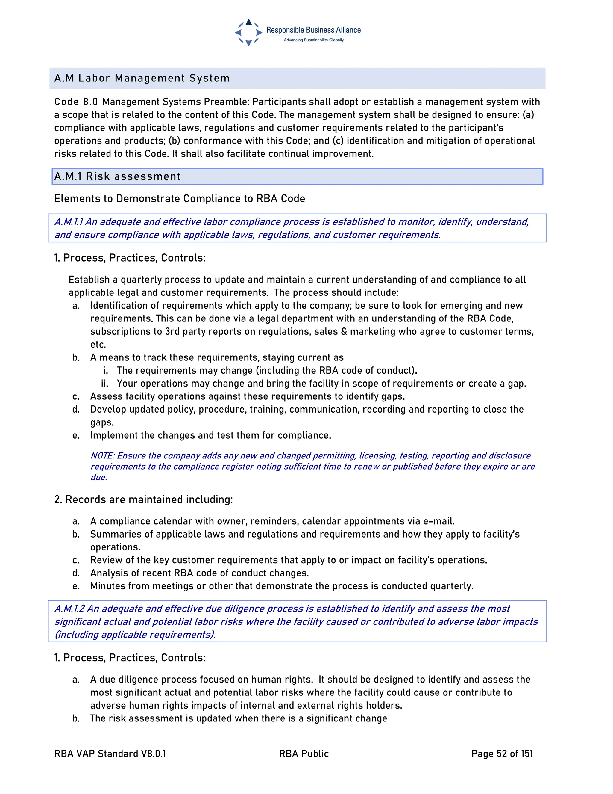 RBA-VAP-Standard Responsible Business Alliance Code of Conduct v8.0 | PDF