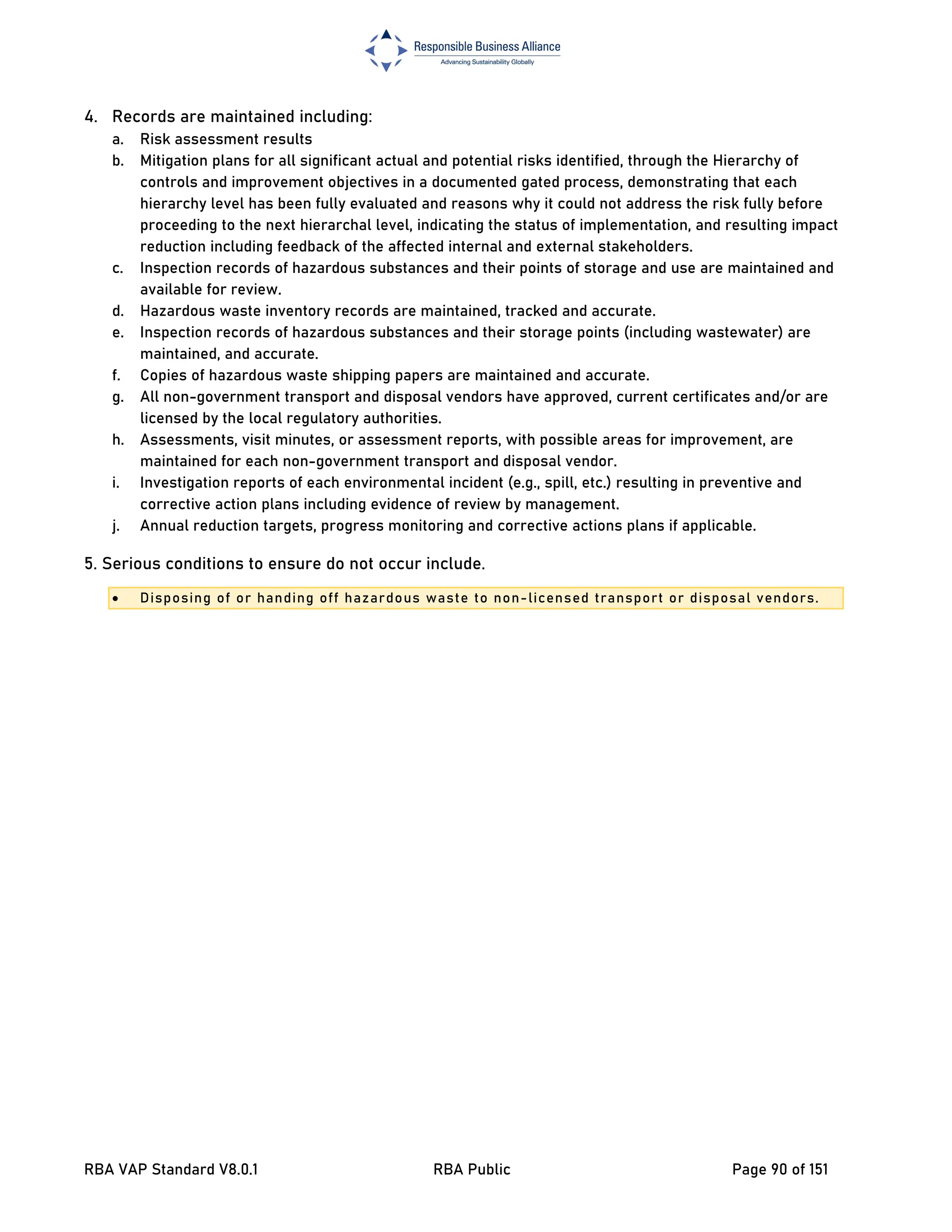 RBA-VAP-Standard Responsible Business Alliance Code of Conduct v8.0 | PDF