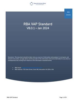RBA-VAP-Standard Responsible Business Alliance Code of Conduct v8.0 | PDF