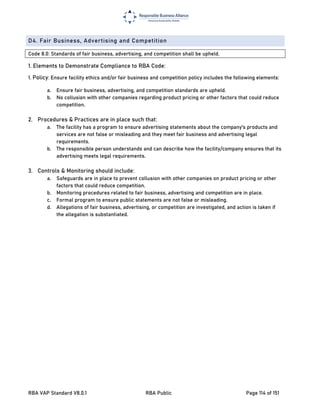 RBA-VAP-Standard Responsible Business Alliance Code of Conduct v8.0 | PDF
