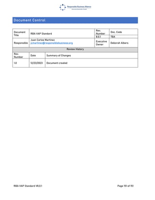 RBA-VAP-Standard Responsible Business Alliance Code of Conduct v8.0 | PDF