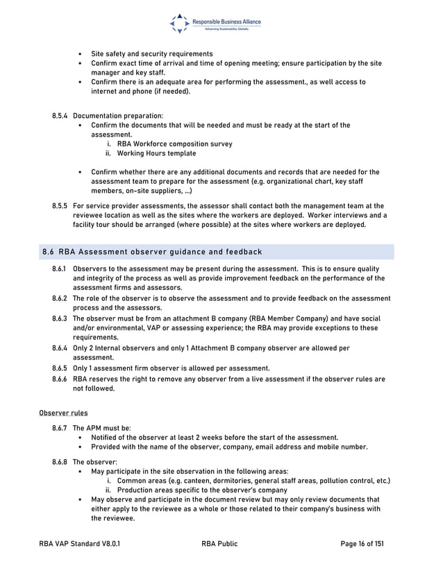 RBA-VAP-Standard Responsible Business Alliance Code of Conduct v8.0 | PDF