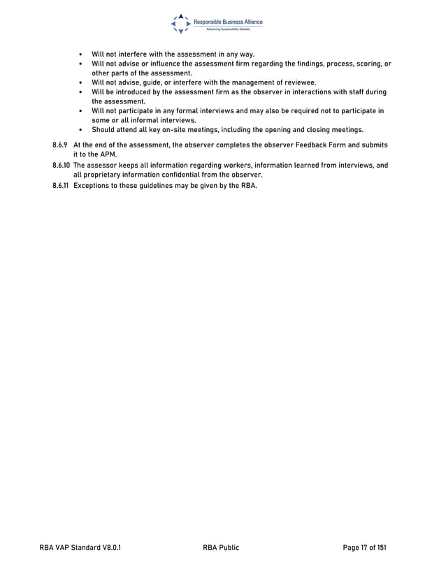 RBA-VAP-Standard Responsible Business Alliance Code of Conduct v8.0 | PDF