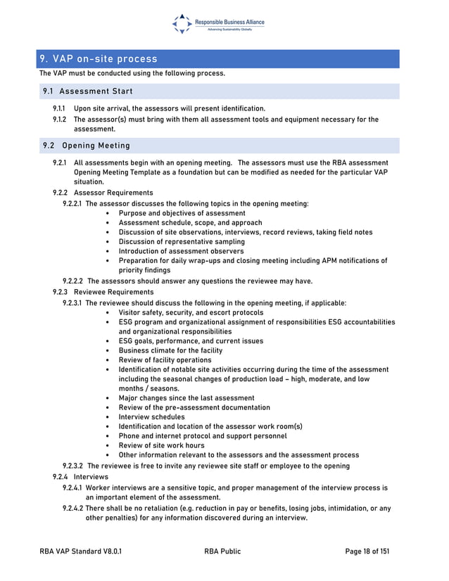 RBA-VAP-Standard Responsible Business Alliance Code of Conduct v8.0 | PDF