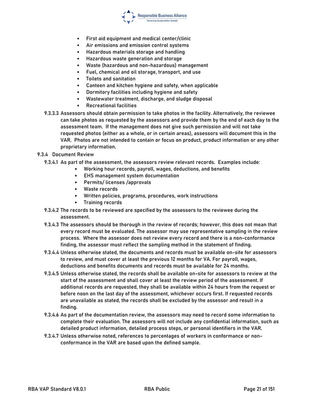 RBA-VAP-Standard Responsible Business Alliance Code of Conduct v8.0 | PDF