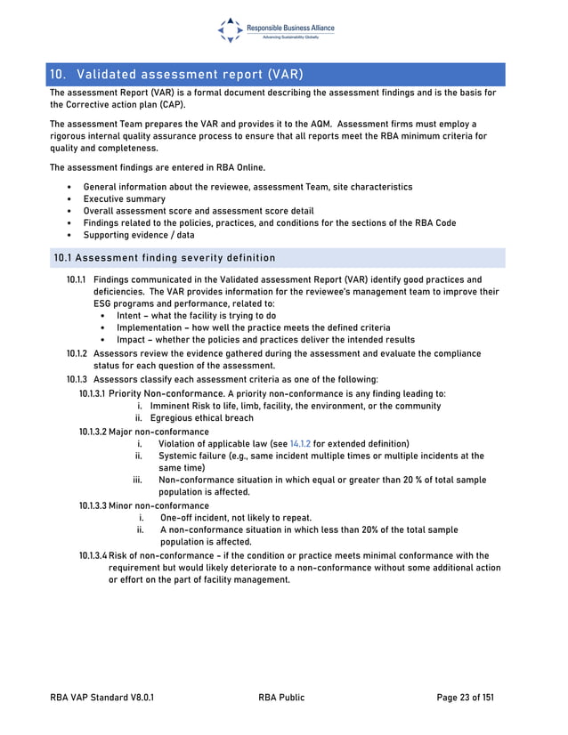RBA-VAP-Standard Responsible Business Alliance Code of Conduct v8.0 | PDF