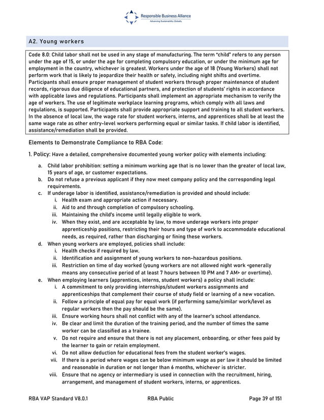RBA-VAP-Standard Responsible Business Alliance Code of Conduct v8.0 | PDF