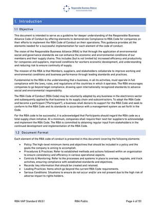 RBA-VAP-Standard Responsible Business Alliance Code of Conduct v8.0 | PDF