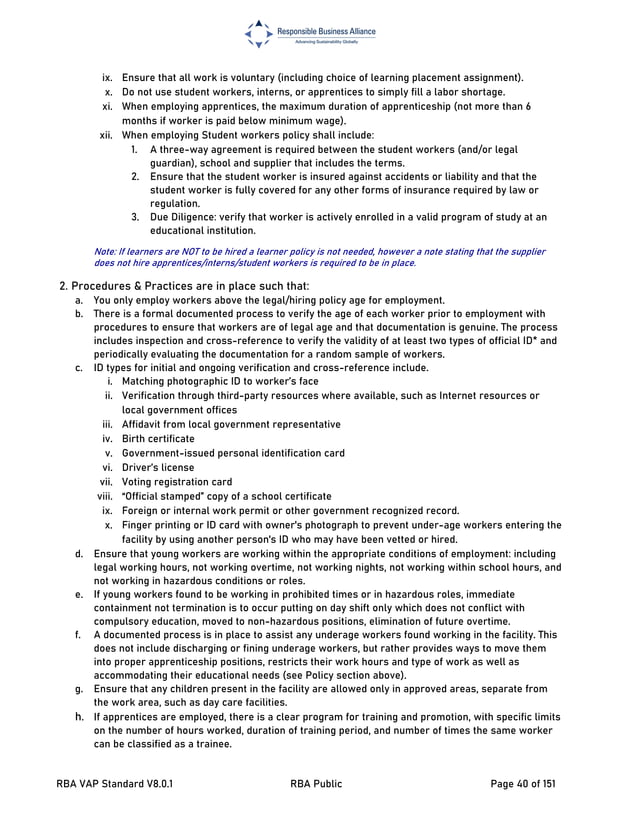 RBA-VAP-Standard Responsible Business Alliance Code of Conduct v8.0 | PDF
