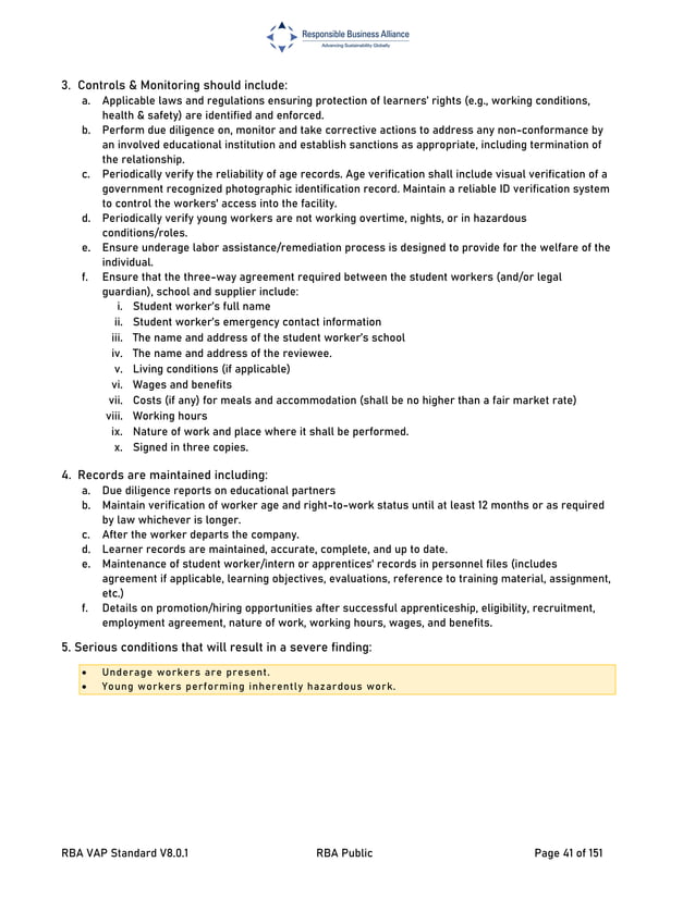 RBA-VAP-Standard Responsible Business Alliance Code of Conduct v8.0 | PDF