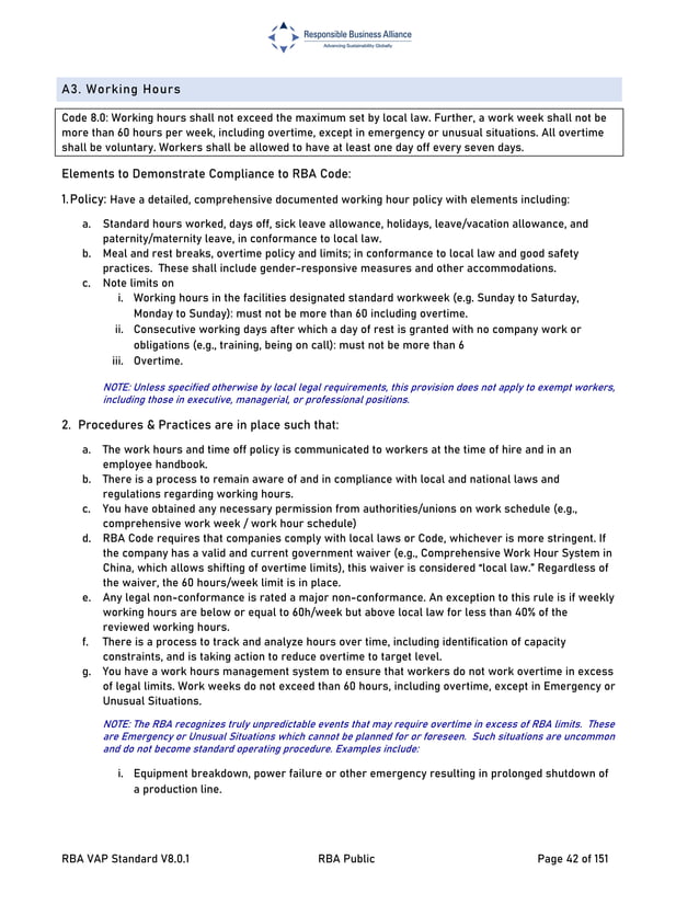 RBA-VAP-Standard Responsible Business Alliance Code of Conduct v8.0 | PDF