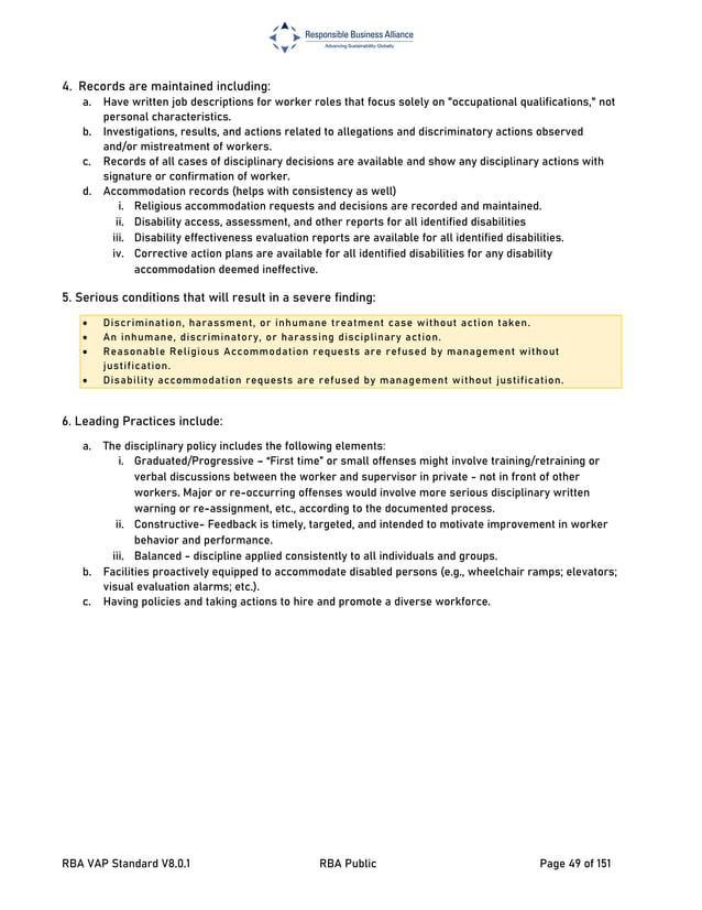 RBA-VAP-Standard Responsible Business Alliance Code of Conduct v8.0 | PDF