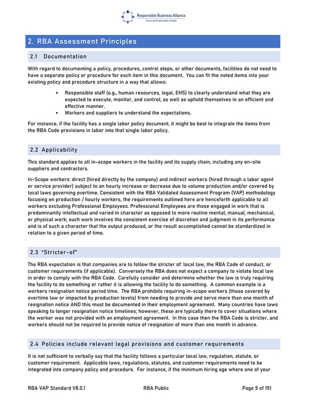 RBA-VAP-Standard Responsible Business Alliance Code of Conduct v8.0 | PDF