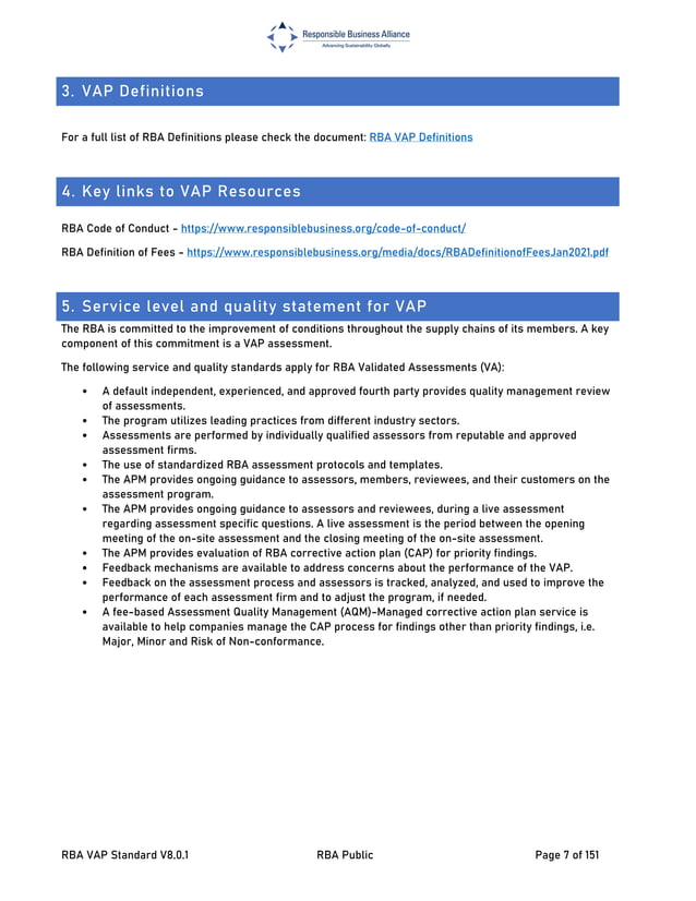 RBA-VAP-Standard Responsible Business Alliance Code of Conduct v8.0 | PDF