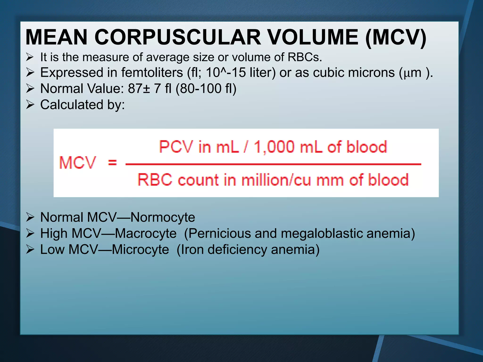 RBC Indices and Their Role in Differential Diagnosis of different types of Anemias: A Review | PPTX