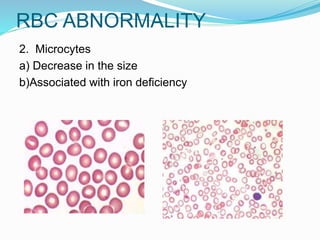 Rbc abnormality | PPTX | Blood Disorders | Diseases and Conditions