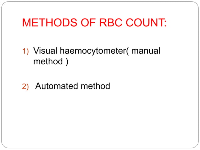 Rbc count | PPTX | Blood Disorders | Diseases and Conditions