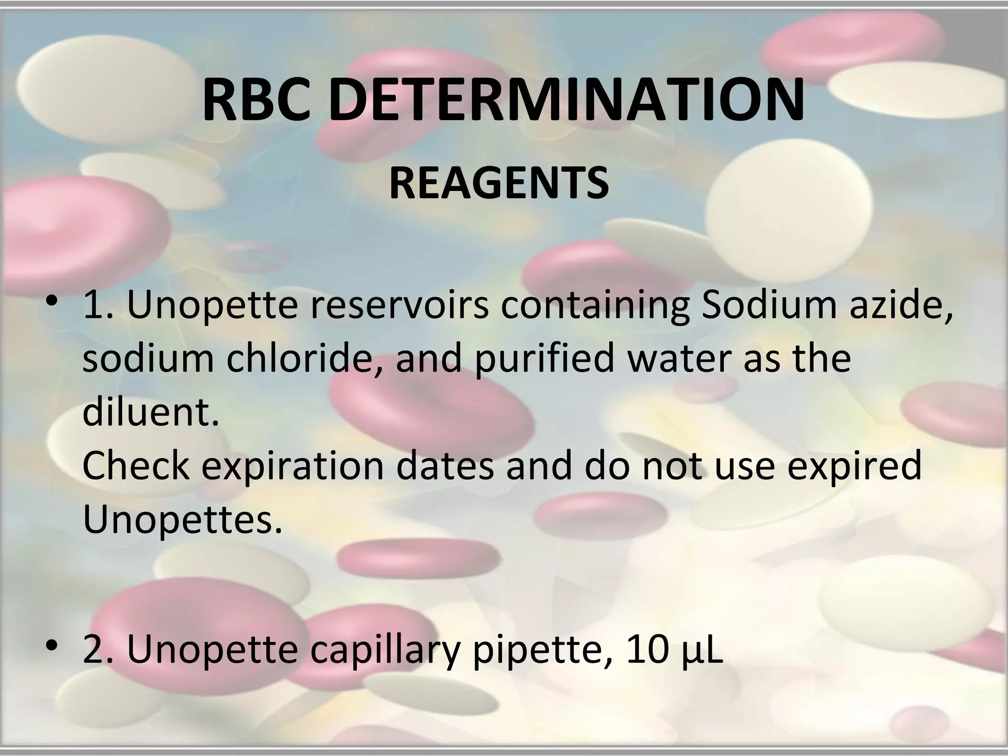 Rbc counting unopette | PPT
