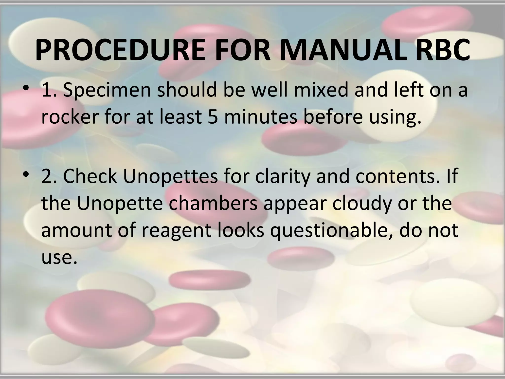Rbc counting unopette | PPT