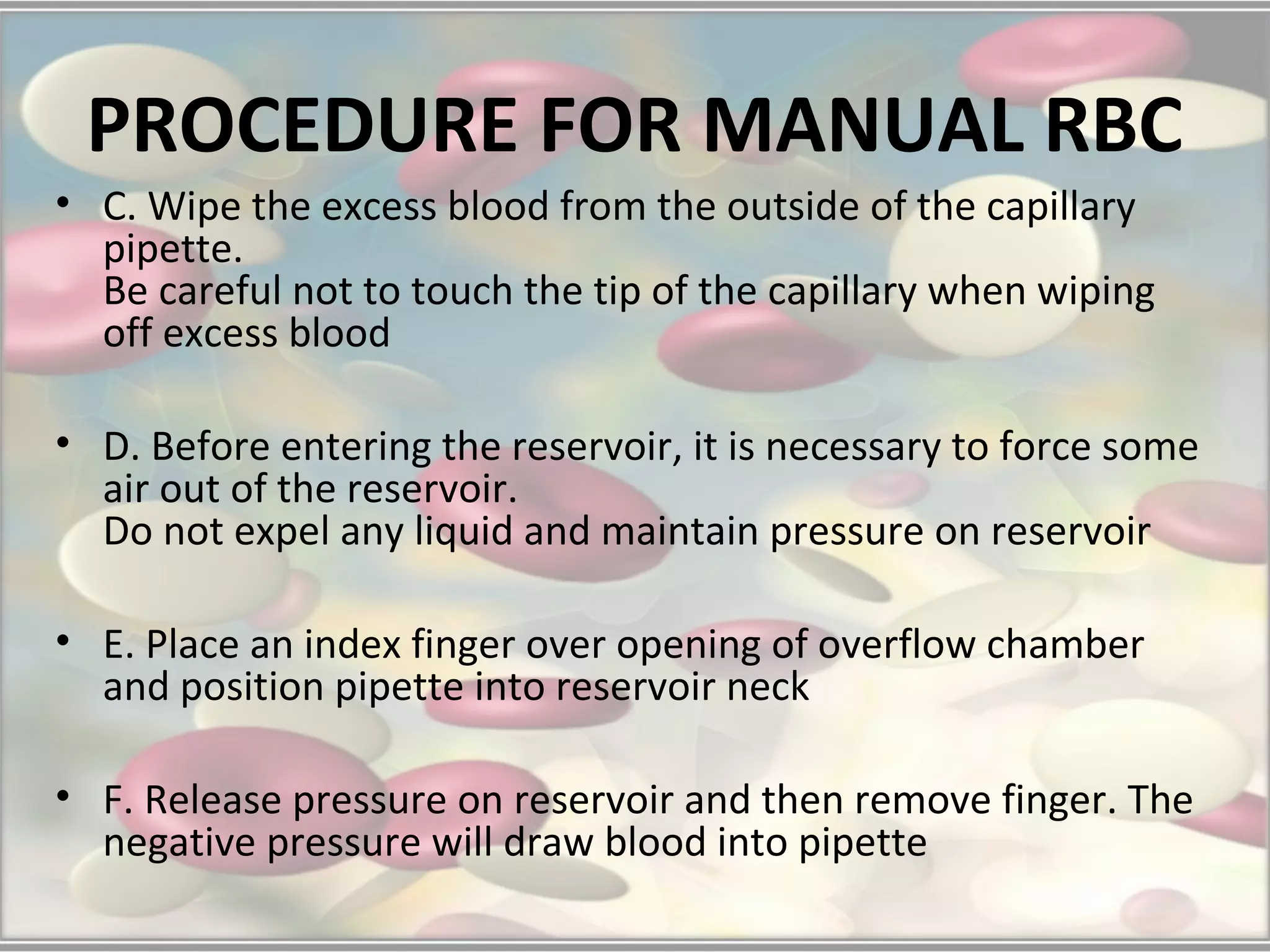 Rbc counting unopette | PPT | Blood Disorders | Diseases and Conditions
