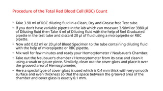 RBC COUNT USING HEMOCYTOMETER.pptx presenting by dr Sangeeta swat ...