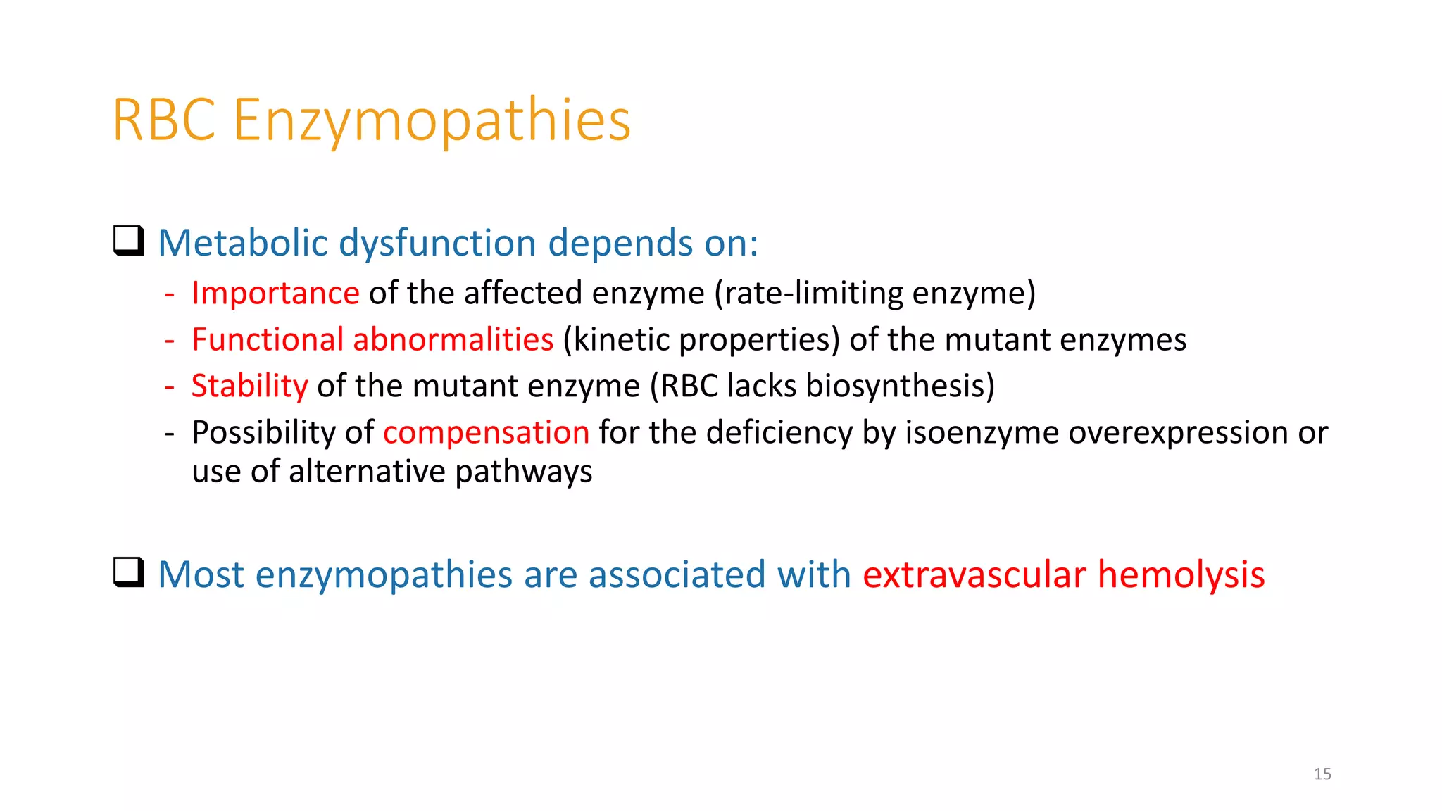 Metabolism of RBC and RBC Enzymopathies | PPTX