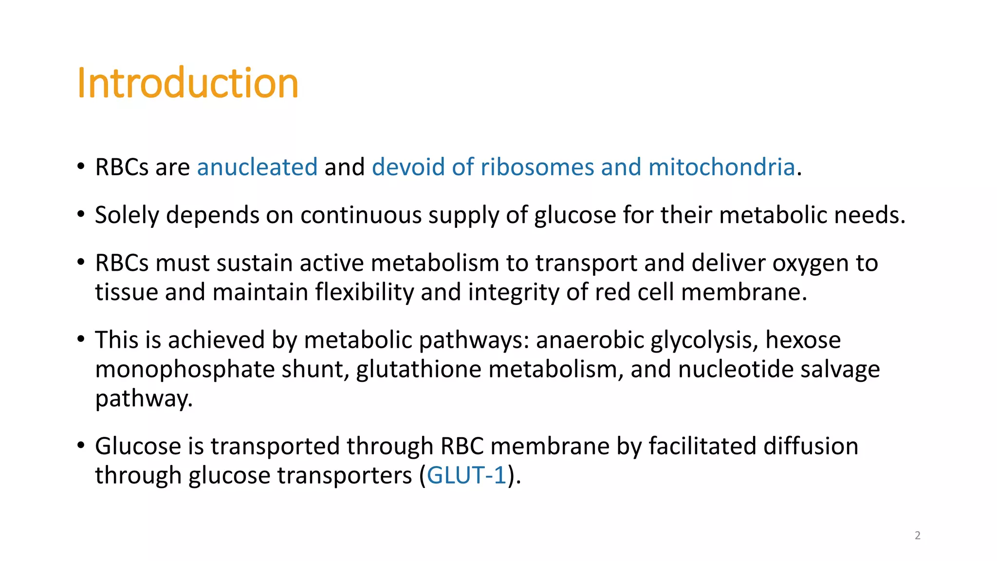 Metabolism of RBC and RBC Enzymopathies | PPTX
