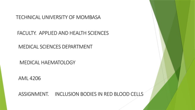 RBC inclusion bodies. pptx | PPTX | Blood Disorders | Diseases and ...