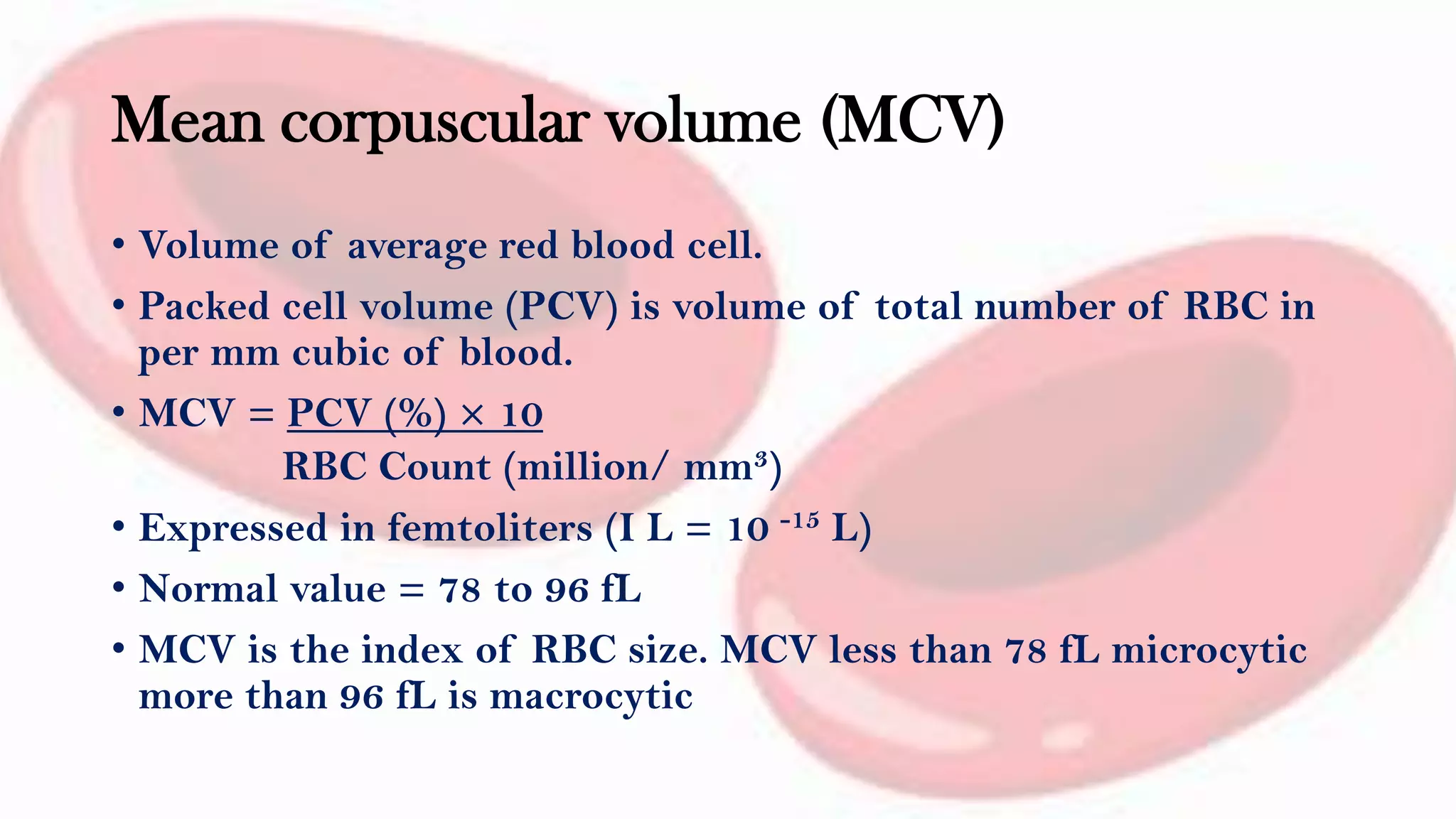 RBC Indices- MCV, MCH, MCHC II Blood Physiology | PDF