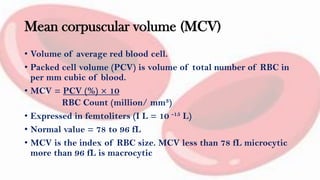 RBC Indices- MCV, MCH, MCHC II Blood Physiology | PDF