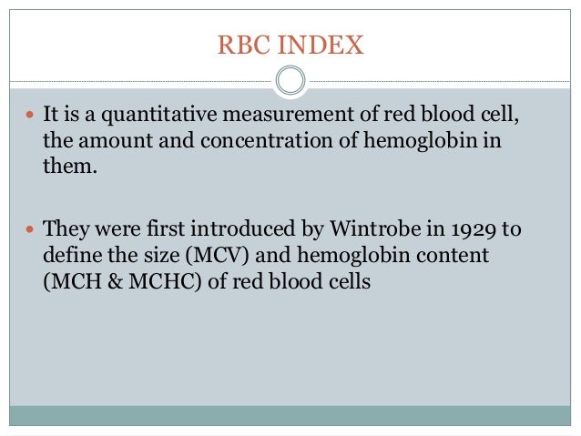 Rbc indices