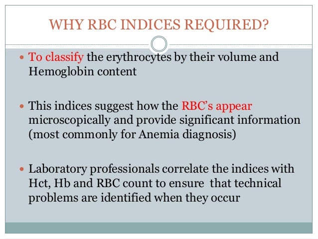 Rbc indices