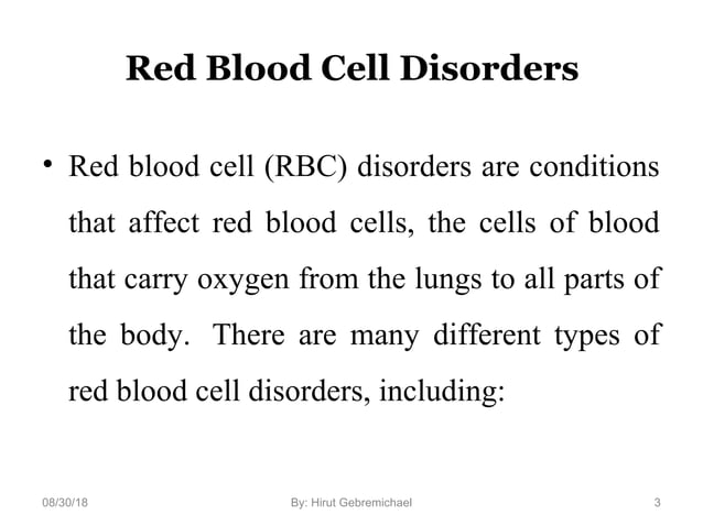 Red Blood Cell disorder | PPT | Blood Disorders | Diseases and Conditions