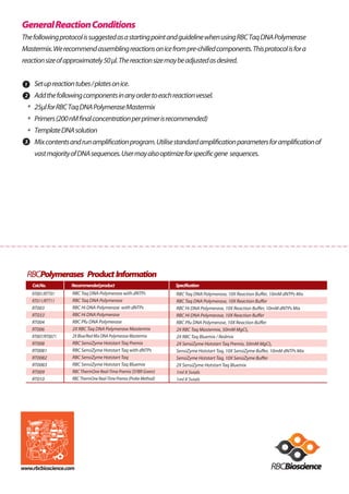 Rbc taq dna polymerase mastermix v2.0 | PDF | Chemistry | Science