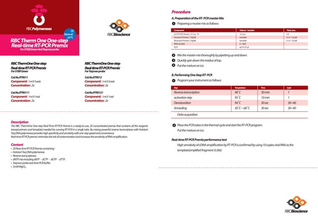 RBC thermone one step real-time rt-pcr premix v2.0 | PPT